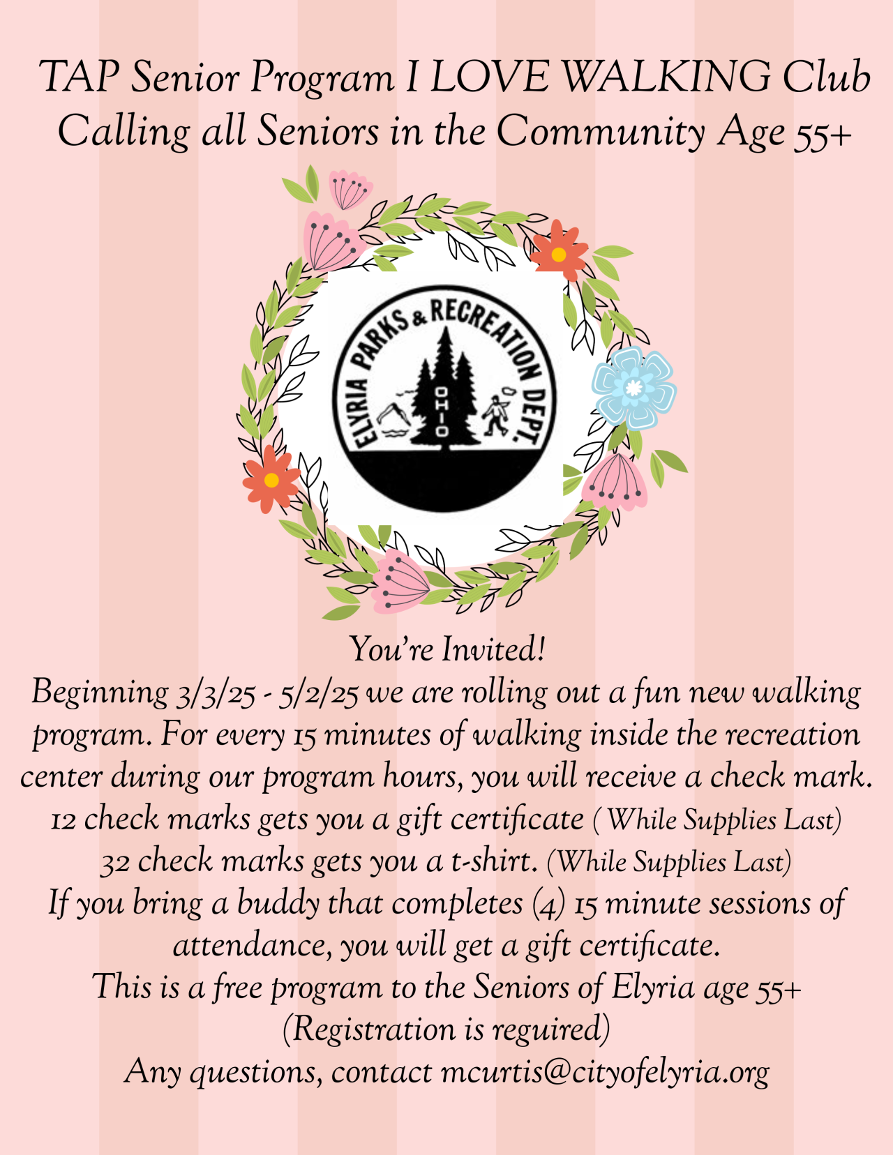 Tap Senior Program I LOVE WALKING Club | City of Elyria